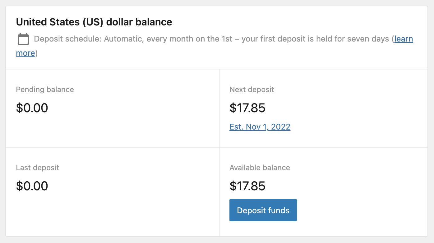 [Manual deposits] Merchants can request a deposit of their available ...