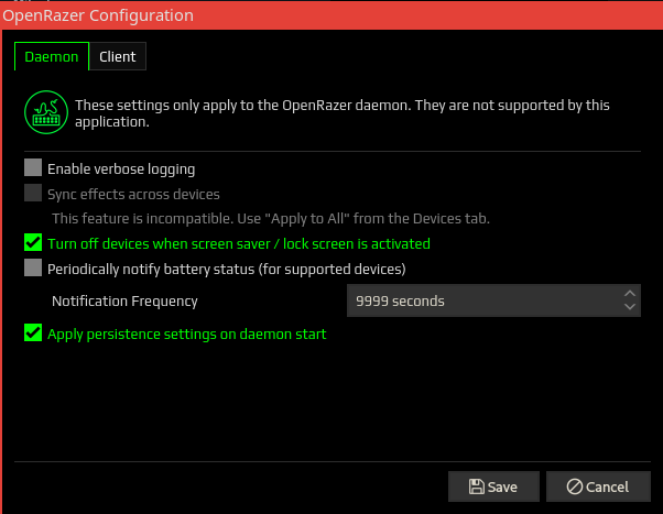 Disabling Configuration Dont Work With Polychromatic · Issue 1755 · Openrazer Openrazer · Github