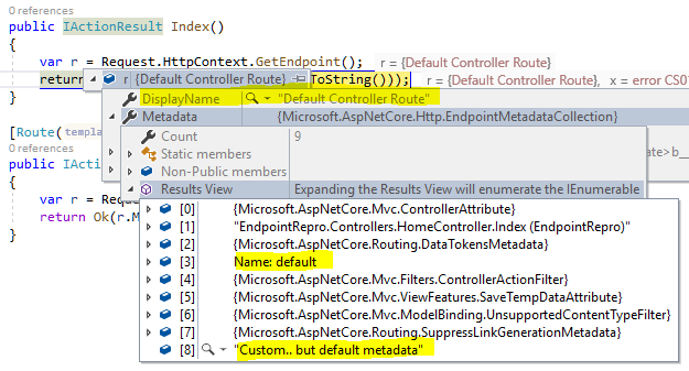 MVC + Endpoint routing is not passing custom metadata on fallback ...