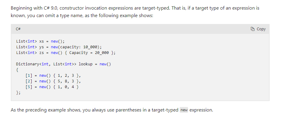 Target Type New Expressions Missing Here · Issue 33829 · Dotnetdocs · Github 