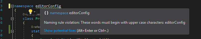 EditorConfig: Code fix for naming violation in subnamespace is missing · Issue #28437 · dotnet ...