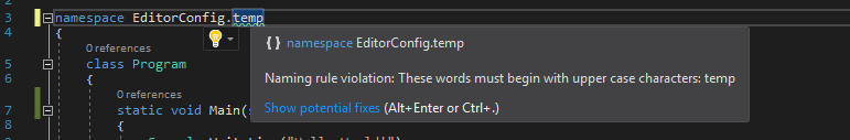 Editorconfig Code Fix For Naming Violation In Subnamespace Is Missing · Issue 28437 · Dotnet 3557