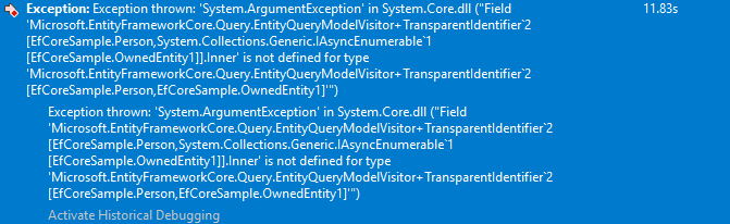 V21 Many Thousands Exceptions During First Query Execution · Issue 12548 · Dotnetefcore 