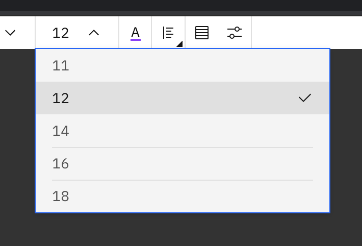 Toolbar item font size picker behaviour · Issue #820 · carbon-design ...