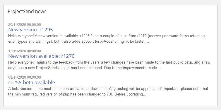 Either update the "ProjectSend news" frame or remove it ;) · Issue #1098 · projectsend ...