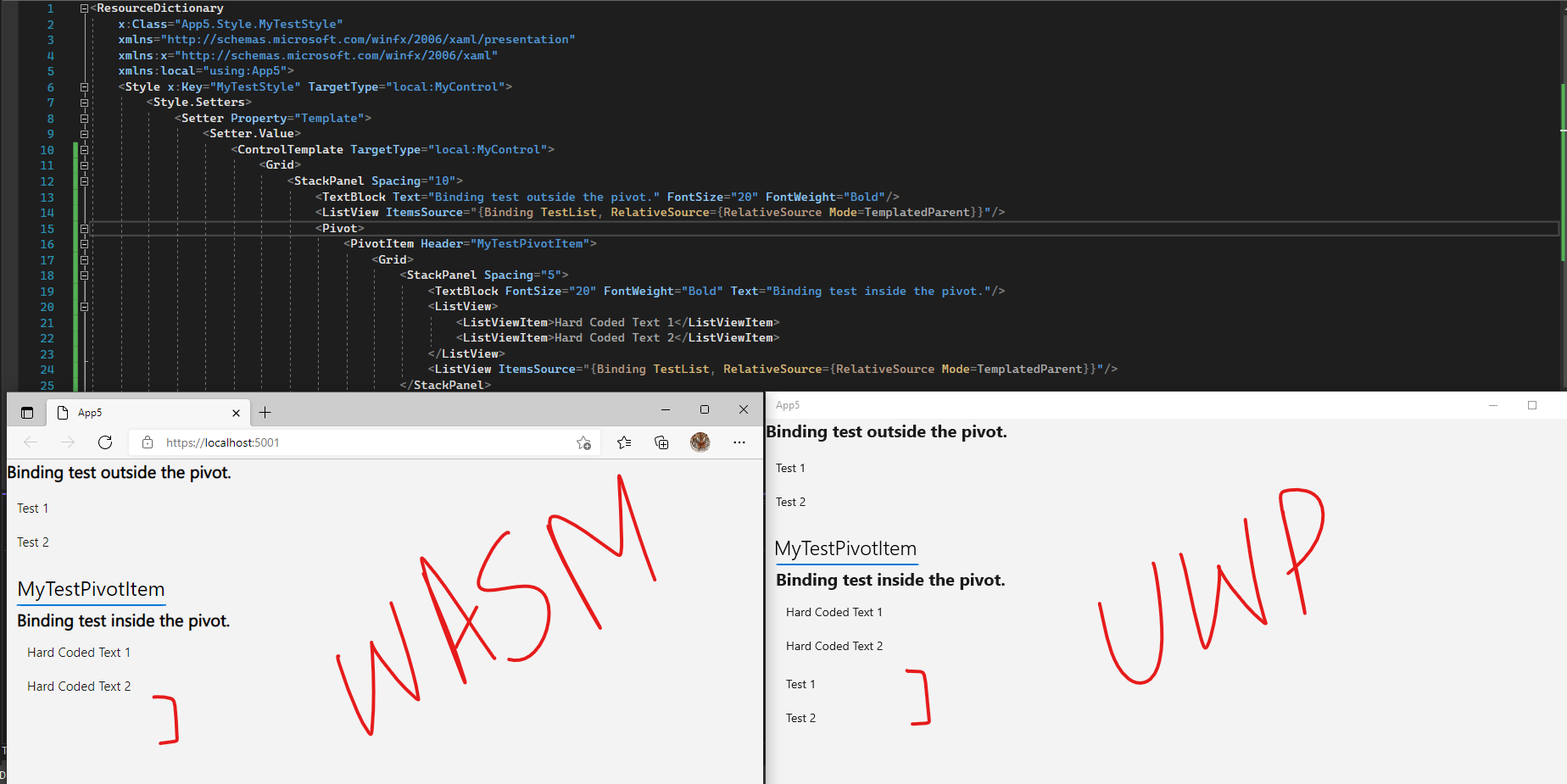 Pivot TemplatedParent propagation is incorrect · Issue #7497 · unoplatform/uno · GitHub