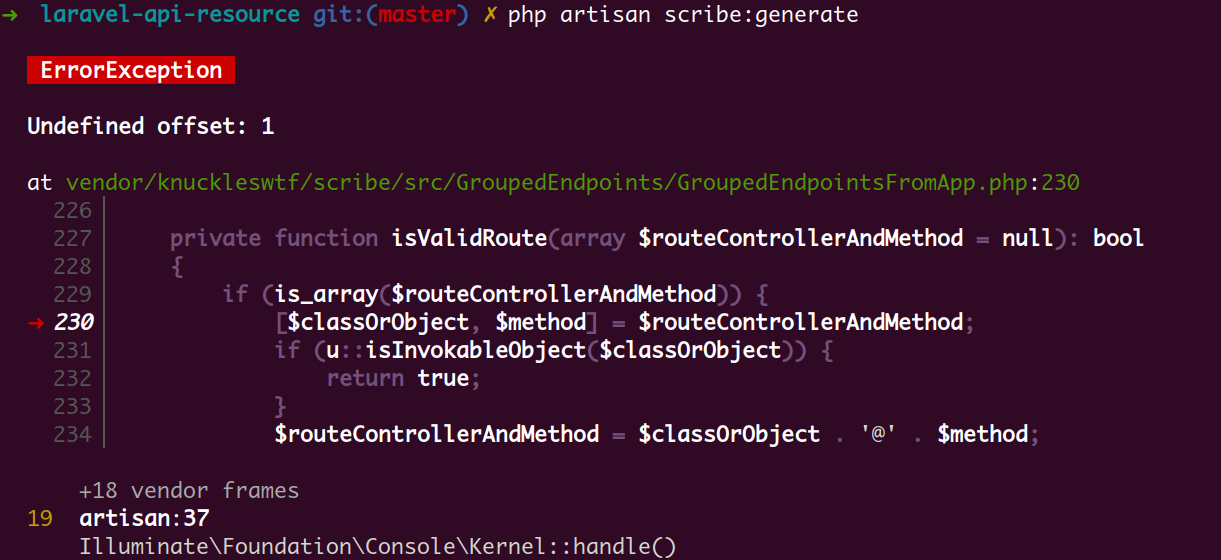 Cant Get Scribe Works With Laravel 8x · Issue 418 · Knuckleswtfscribe · Github 