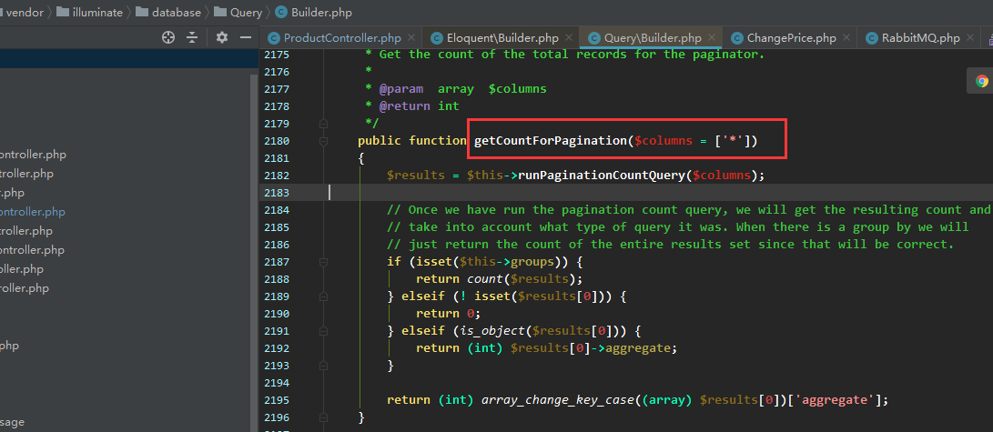 分页方法，计算total的时候，没有传$columns · Issue #28842 · laravel/framework · GitHub