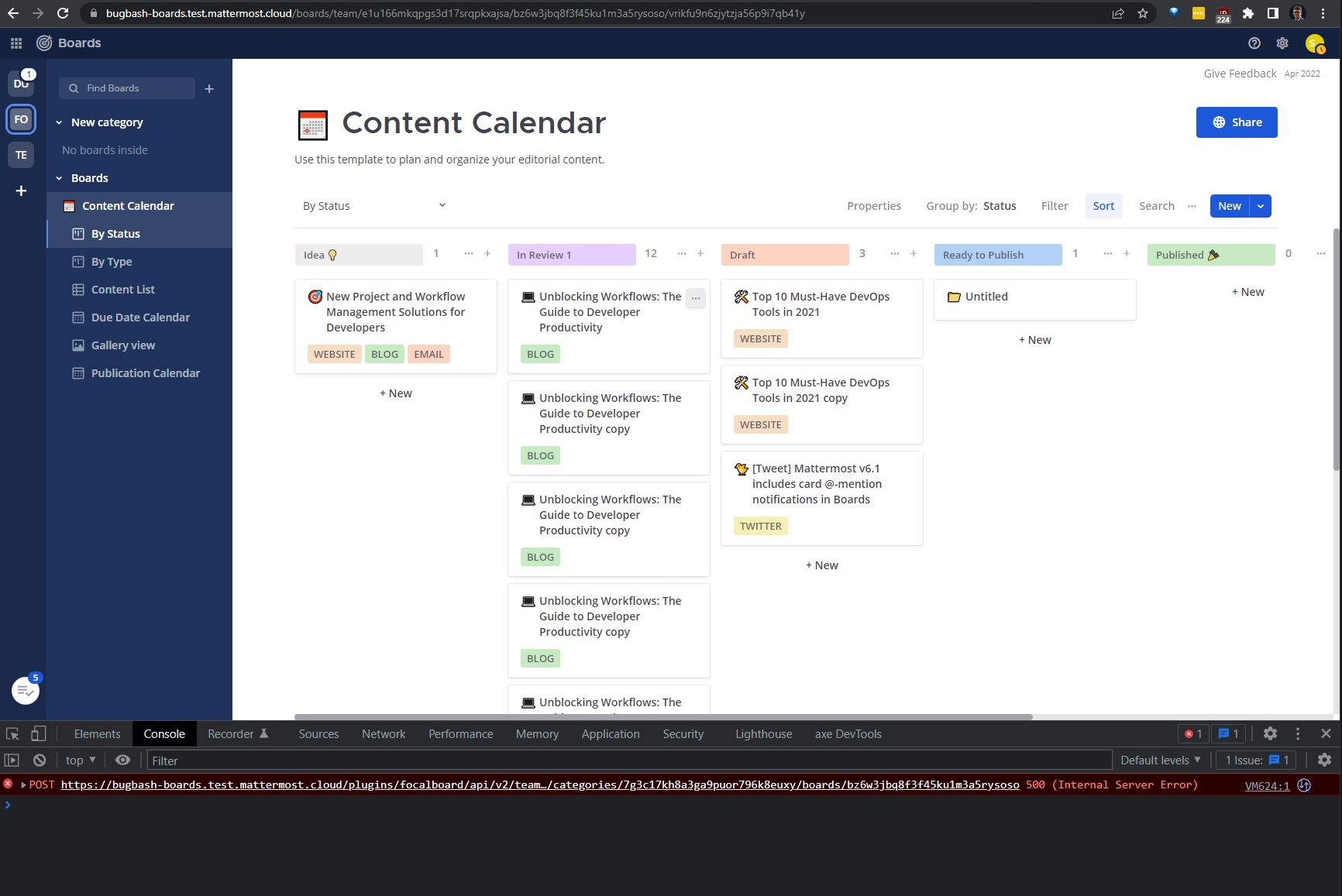 Bug: Error when trying to move a board to a different category · Issue #2791 · mattermost ...