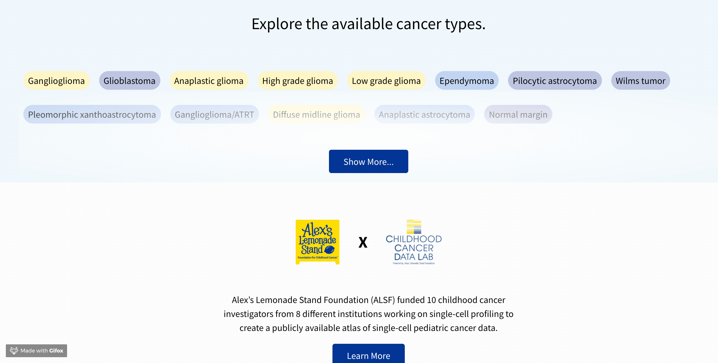 The collapse button on explore cancer types is missing · Issue #116 · AlexsLemonade/scpca-portal ...