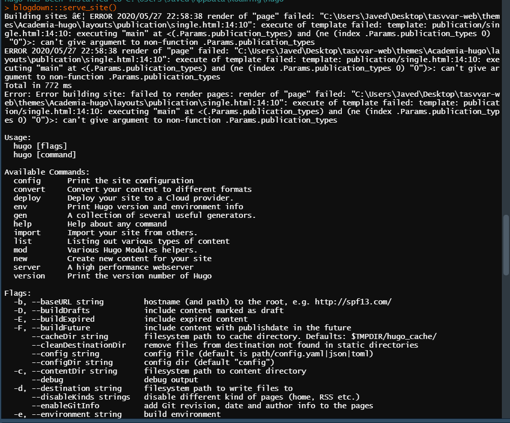 Error In Serving The Site Using Servesite After Updating The Hugo Version To 0711 · Issue