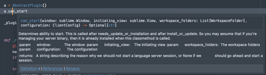 Hints For Base Methods · Issue 79 · Sublimelsp Lsp Pylsp · Github