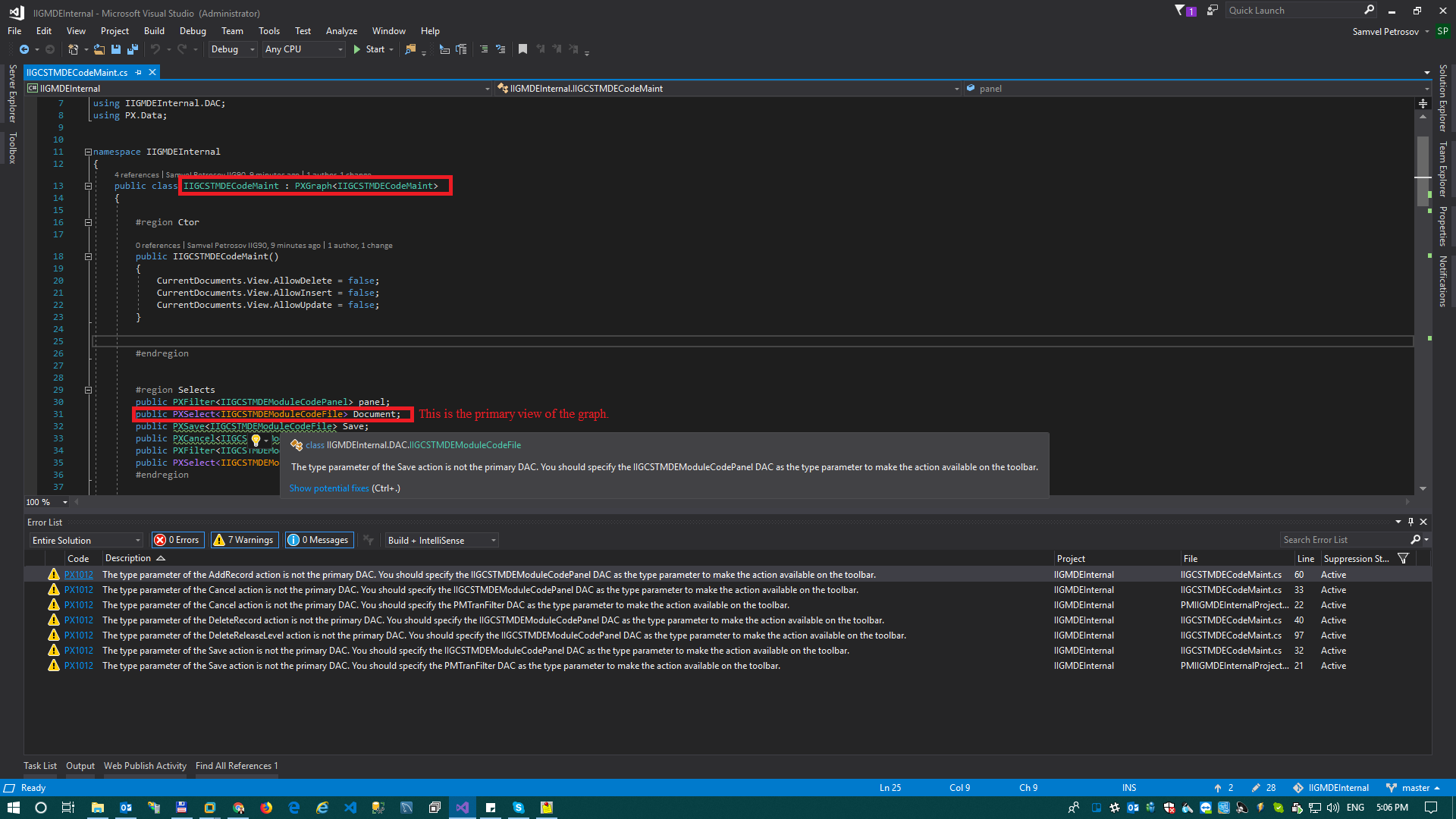 Warning PX1012 is always shown if Graph is inherited from PXGraph . · Issue #43 · Acumatica ...