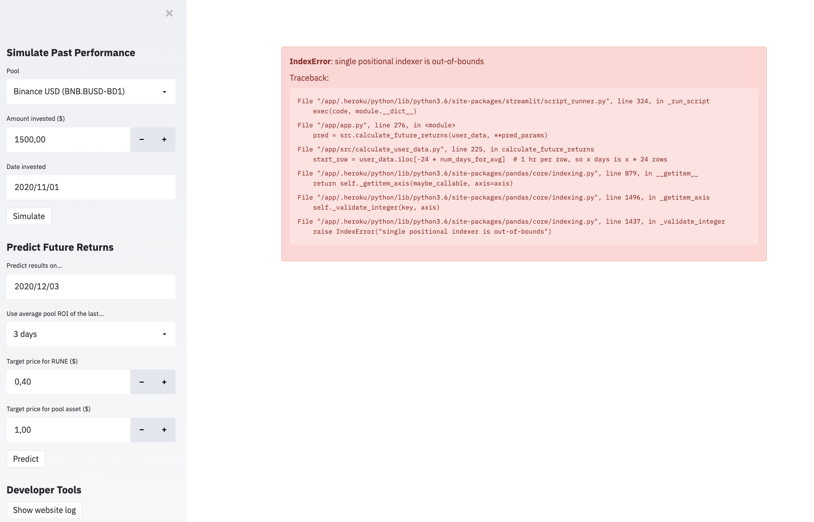 Exception when trying to predict · Issue #2310 · streamlit/streamlit · GitHub