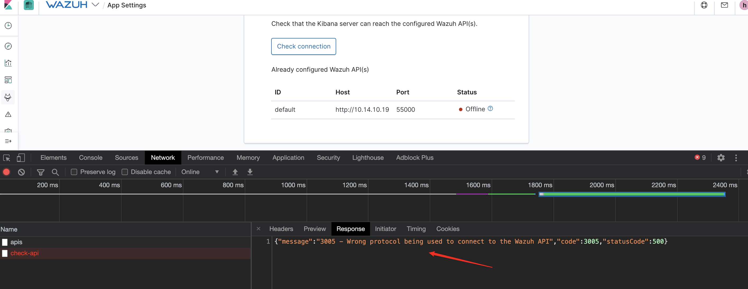 Wazuh-kibana-app could not connect wazuh-api · Issue #2438 · wazuh/wazuh-dashboard-plugins · GitHub