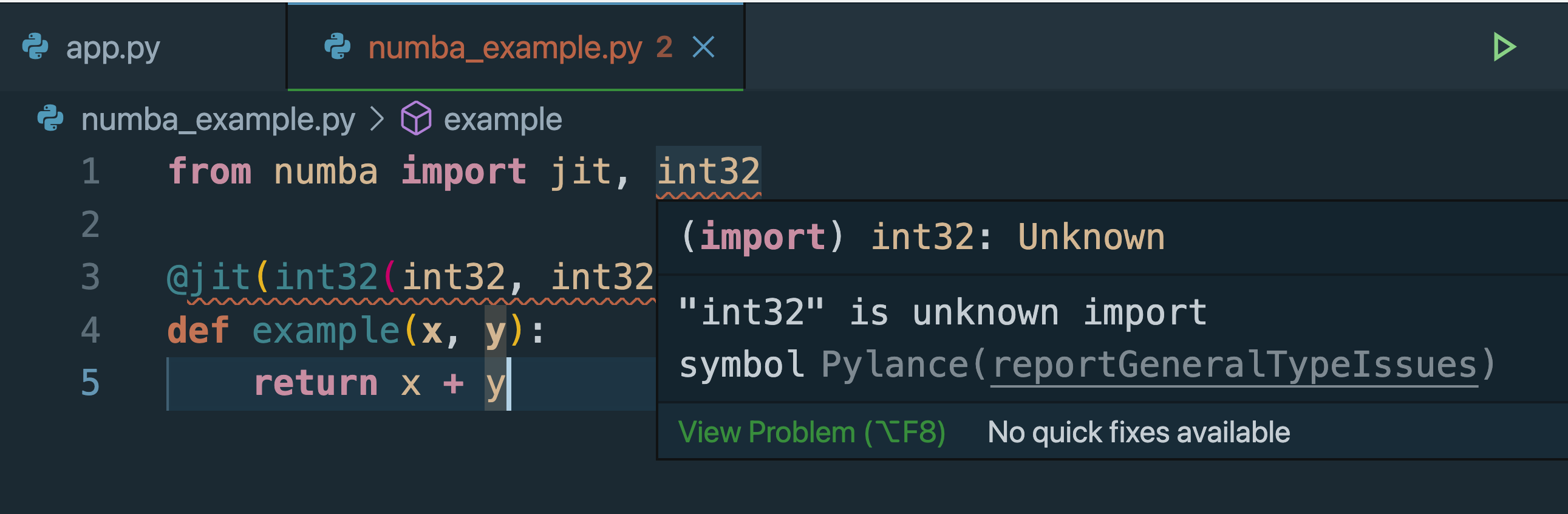 Pylance failing to recognise `int32` in Numba package · Issue #1176 · microsoft/pylance-release ...