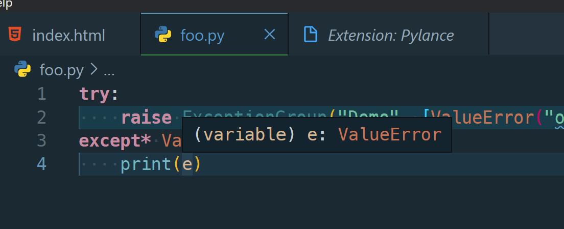 Python 3.11 ExceptionGroup is incorrectly flagged as type value not ...