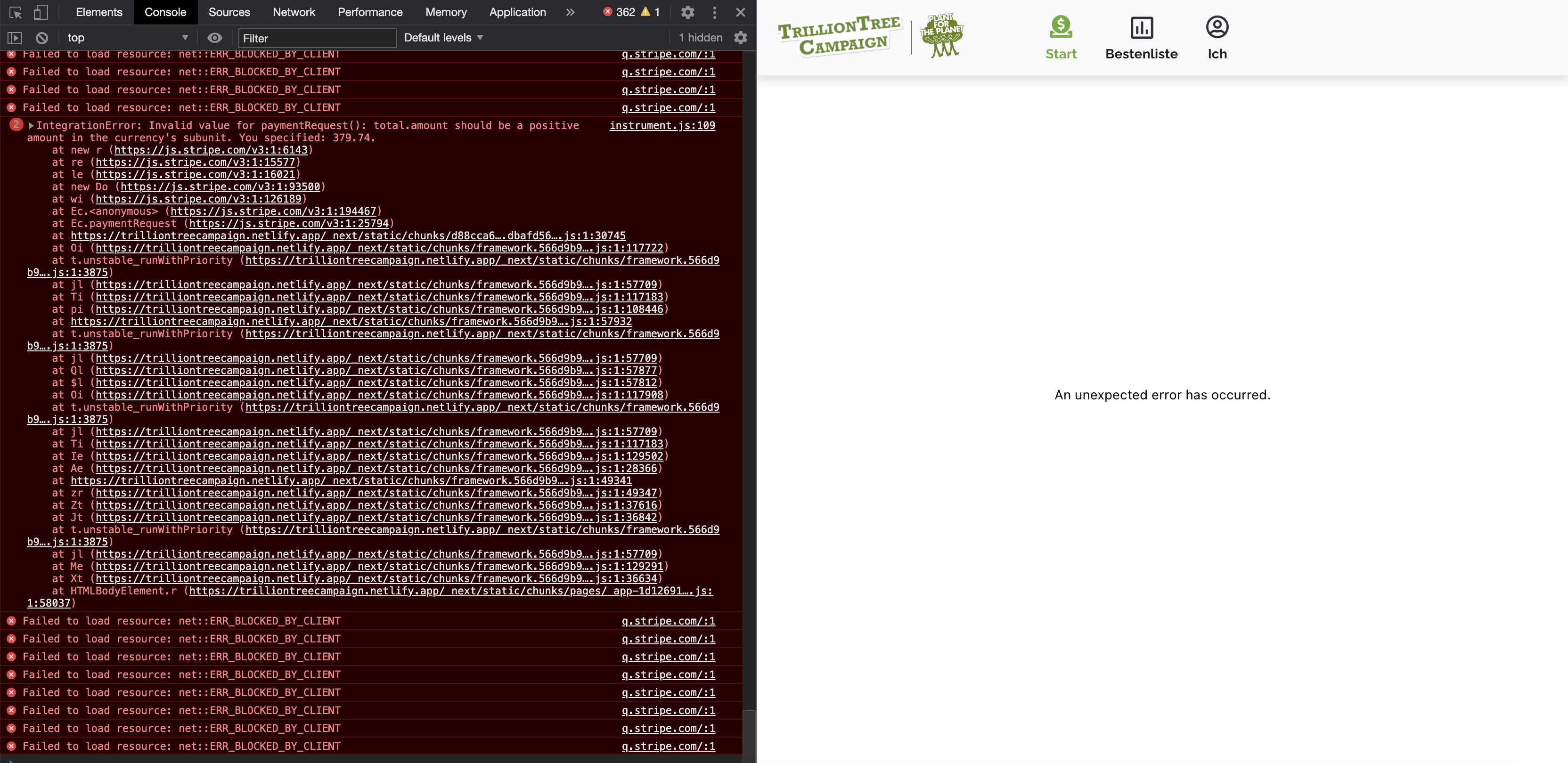 IntegrationError: Invalid value for paymentRequest(): total.amount should be a positive amount ...