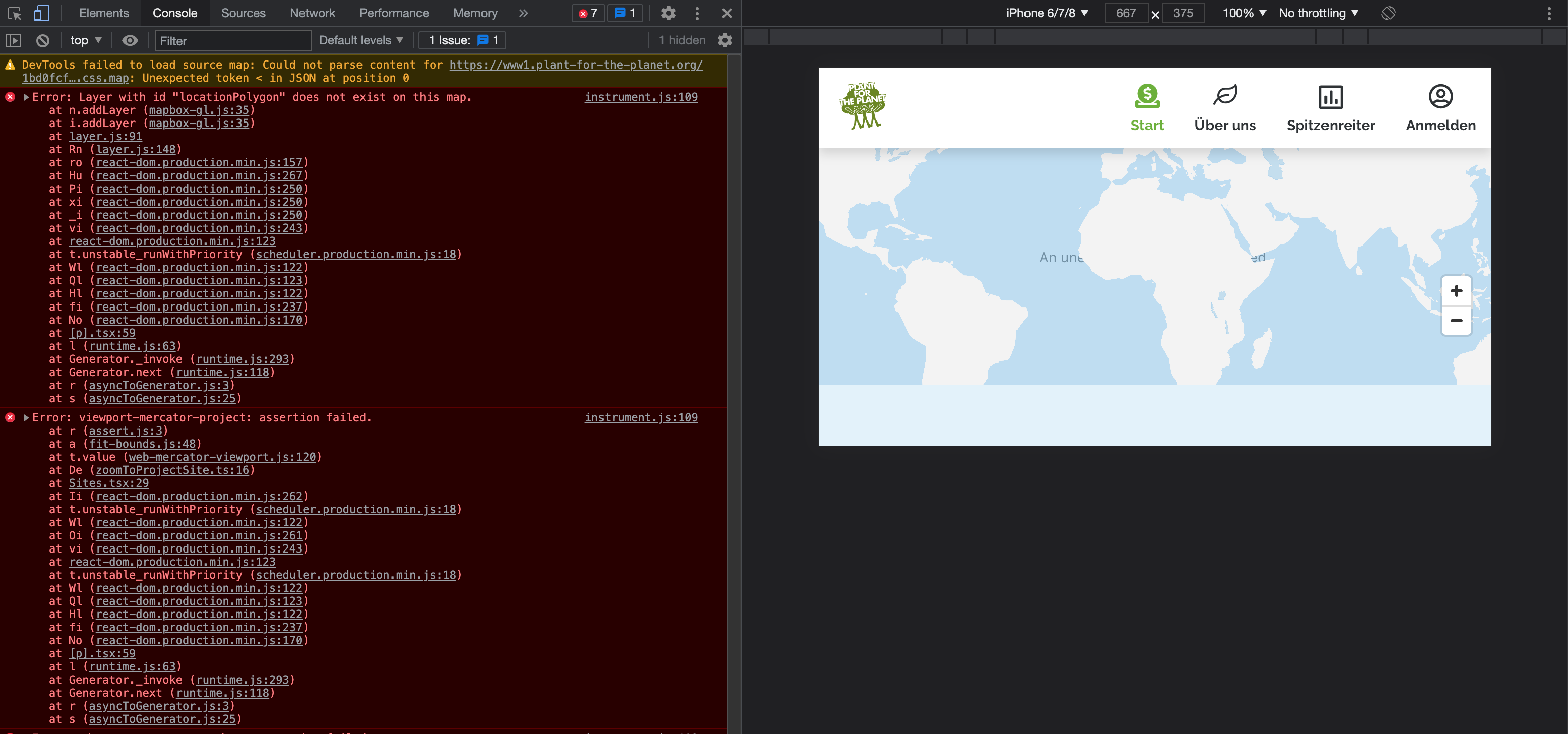 Error: viewport-mercator-project: assertion failed. · Issue #1138 · Plant-for-the-Planet-org ...