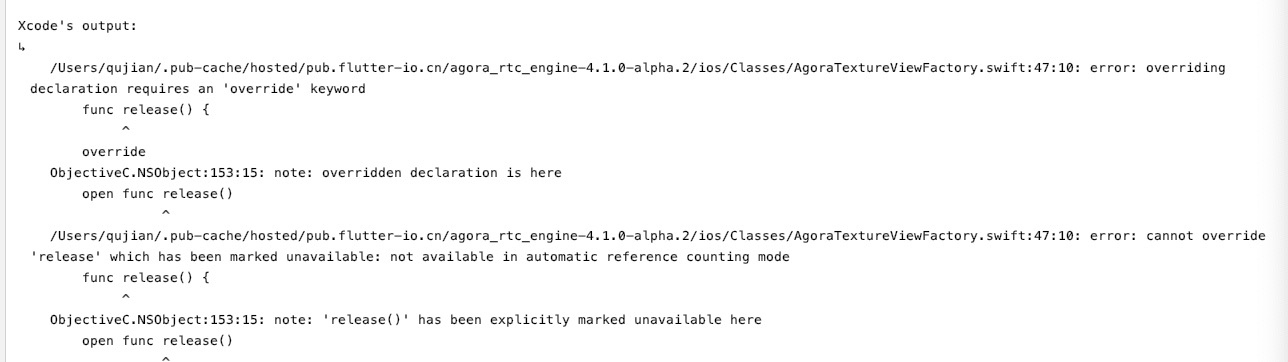 cannot override 'release' which has been marked unavailable: not available in automatic ...