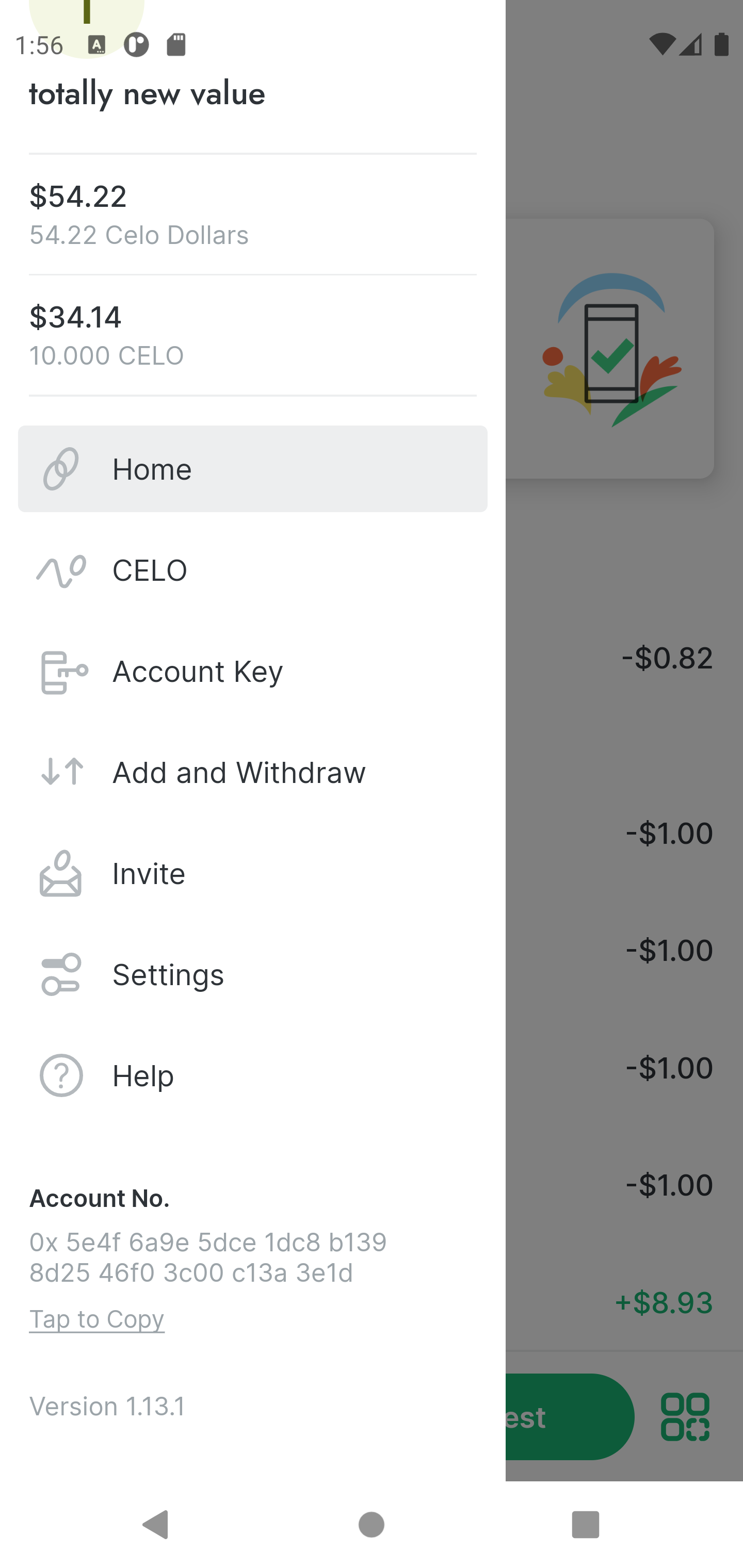 Add visual indicator that user can copy the address by tapping on it in the side menu · Issue ...