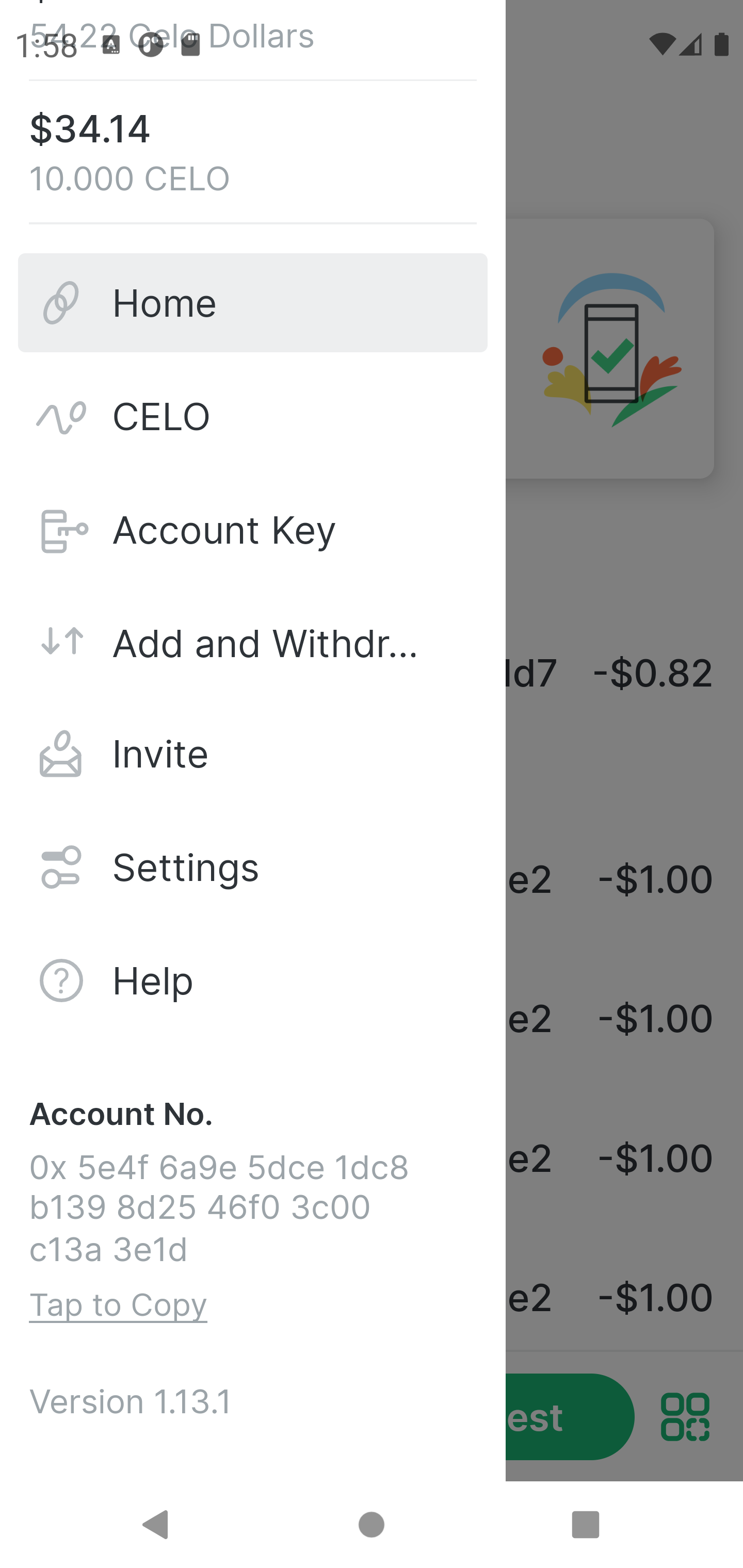 Add visual indicator that user can copy the address by tapping on it in the side menu · Issue ...