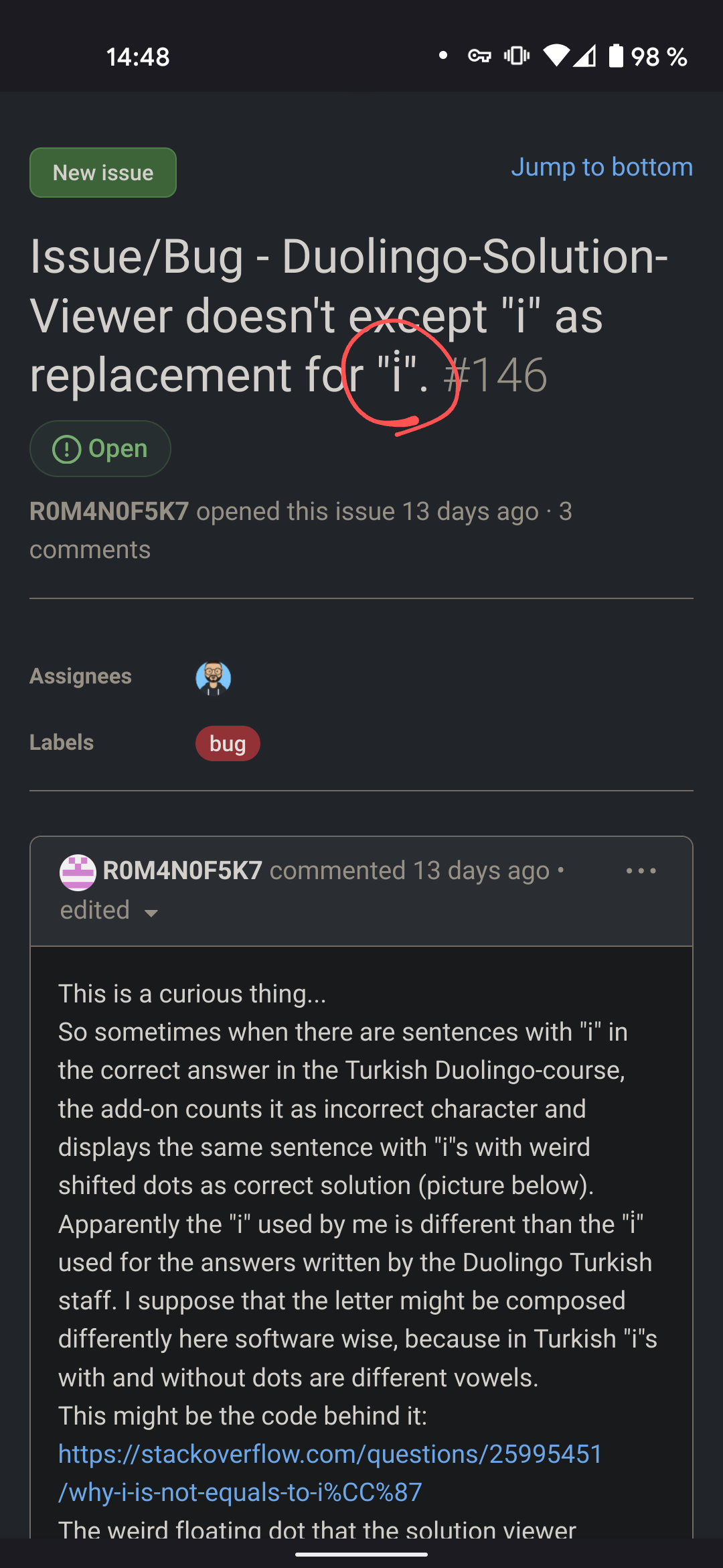 Issue/Bug - Duolingo-Solution-Viewer doesn't except "i" as replacement for "i̇". · Issue #146 ...