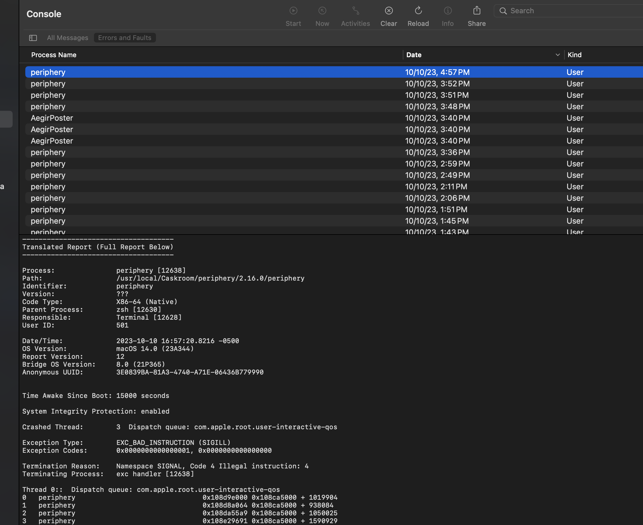 zsh: illegal hardware instruction periphery scan · Issue #659 · peripheryapp/periphery · GitHub