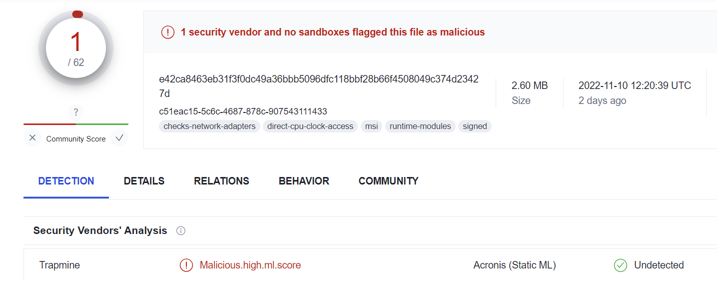 Malware Detected Supplied Virus Total Results And File Dates Differ · Issue 466 · Winfsp 