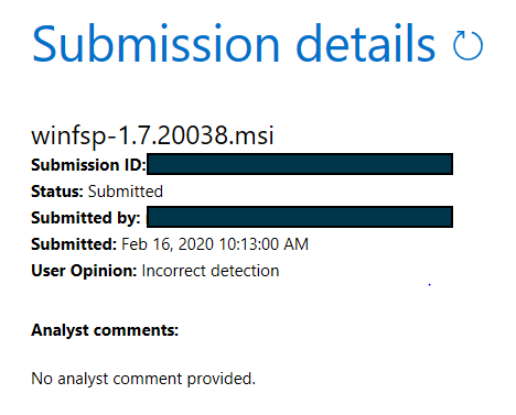 Malware detected Trojan:Win32/Azden.A!cl · Issue #278 · winfsp/winfsp · GitHub