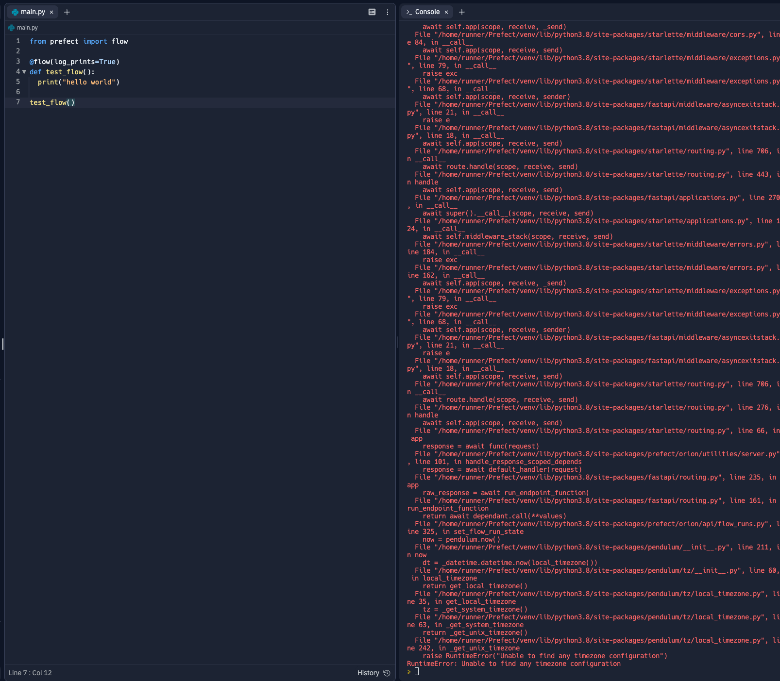 Gracefully handle missing timezone configuration · Issue #8047 · PrefectHQ/prefect · GitHub