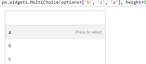 MultiChoice automatically sorted · Issue #1185 · holoviz/panel · GitHub
