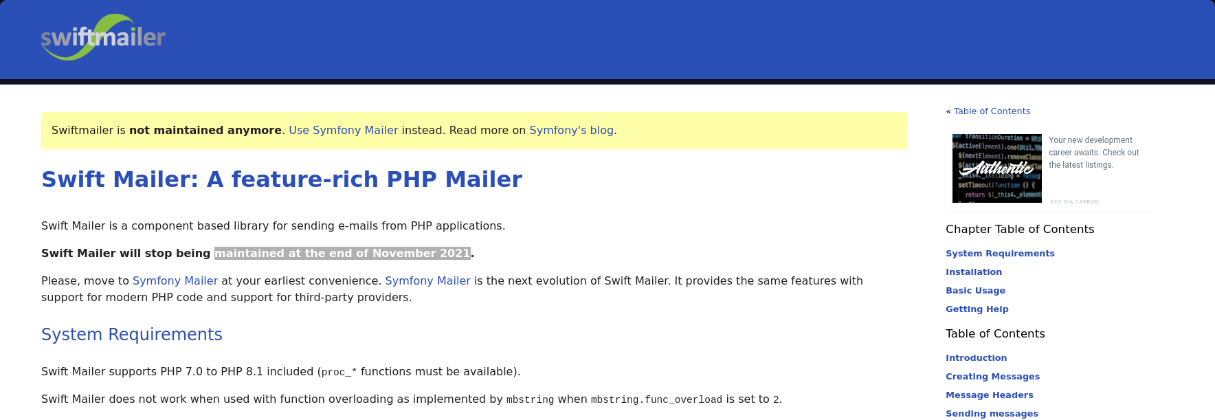 Dependency At Risk : SwiftMailer is not maintained since Nov 2021 · Issue #30556 · PrestaShop ...
