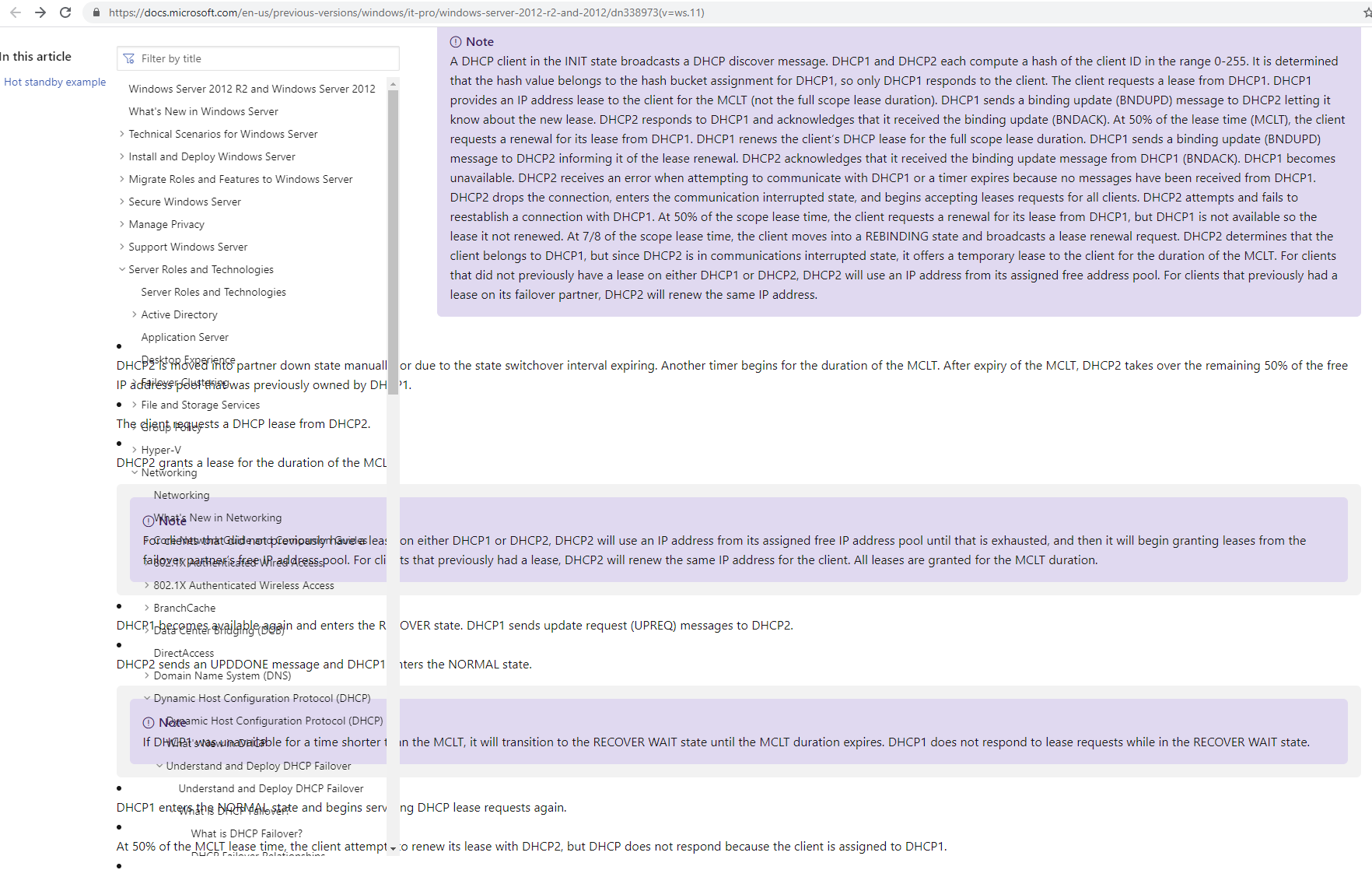 Layout of DHCP Failover Examples page is broken · Issue #3373 · MicrosoftDocs/feedback · GitHub