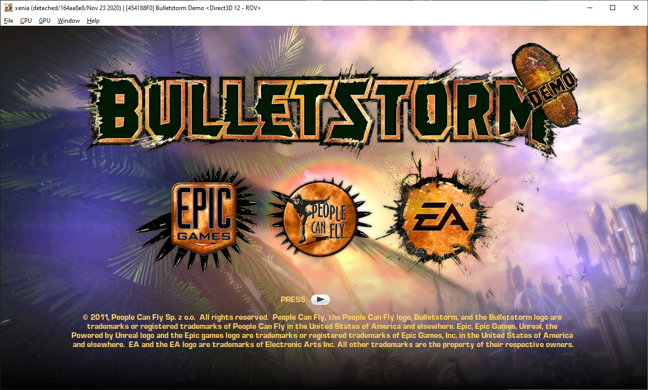 454188F0 - Bulletstorm Demo · Issue #88 · xenia-project/game-compatibility · GitHub