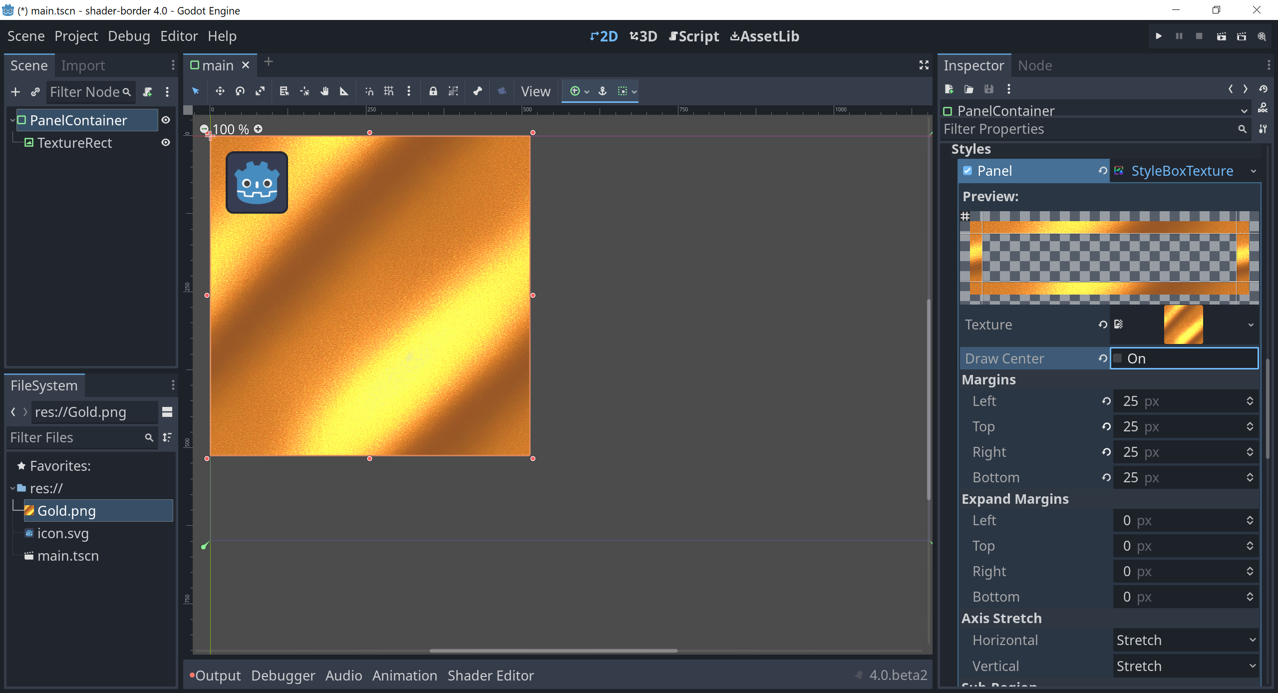 draw_center unchecked doesn't work with shaders · Issue #66980 · godotengine/godot · GitHub