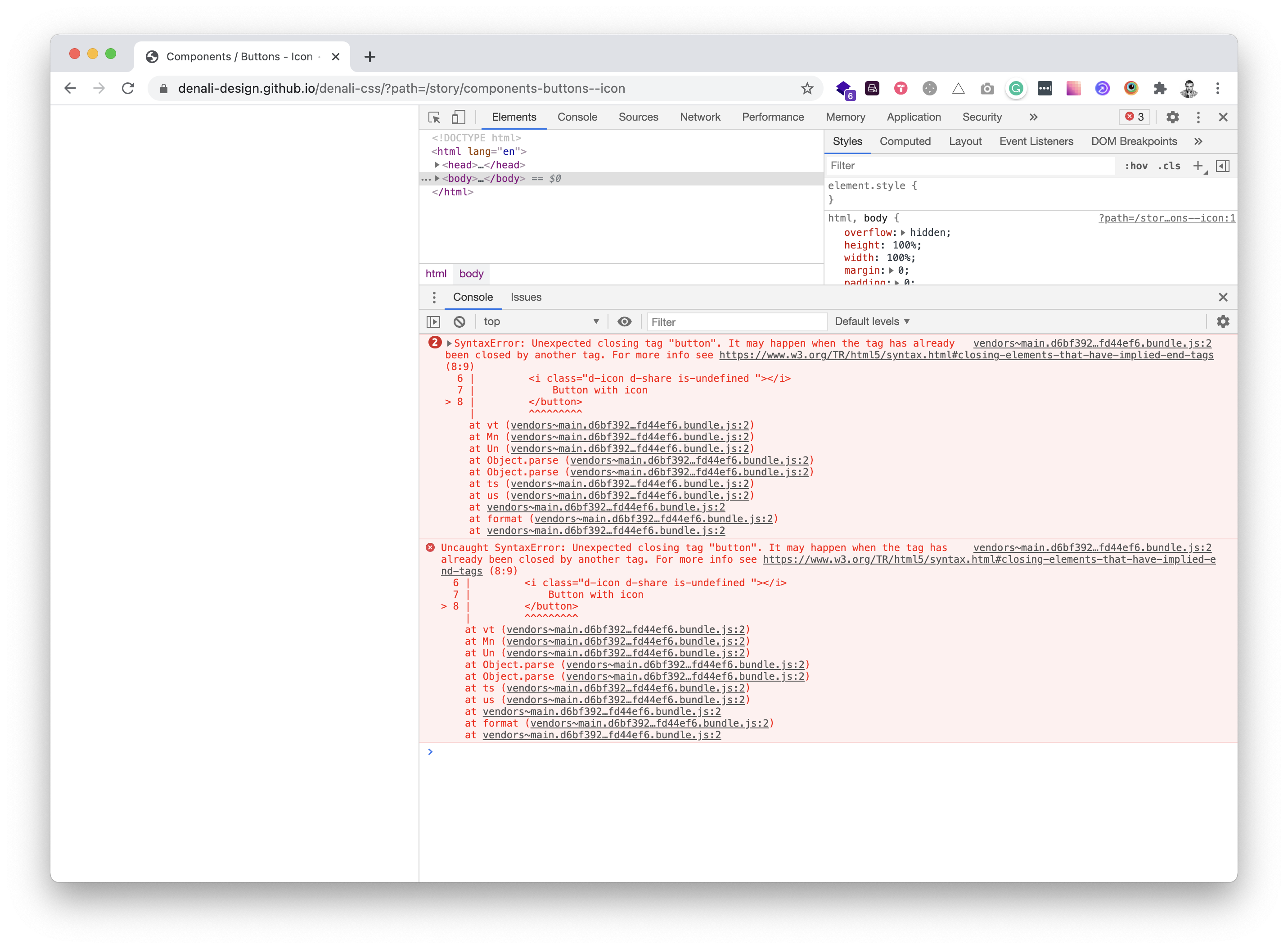 Button Docs Error When Clicking On Icon Buttons · Issue 168 · Denali Designdenali Css · Github