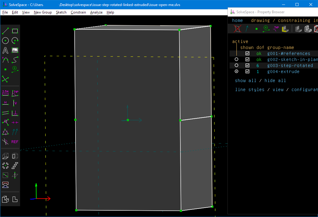 Is extruding a linked sketch broken? · Issue #838 · solvespace/solvespace · GitHub