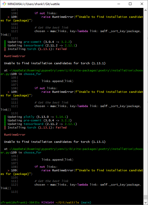 Poetry fails to install torch 1.13.1 (Windows) · Issue #275 · NREL/Wattile · GitHub