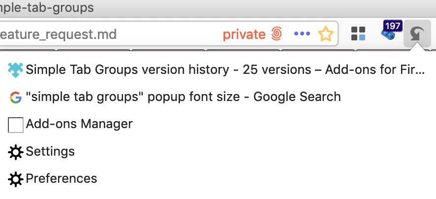 ability to modify font size in popup · Issue #762 · Drive4ik/simple-tab-groups · GitHub