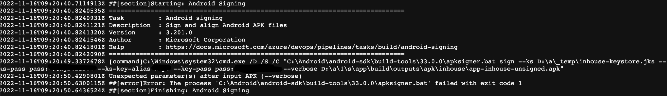 Androidsigning3 Is Returning Failed With Exit Code 1 · Issue 17212 · Microsoftazure Pipelines 