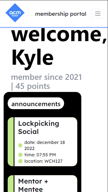 Dashboard mobile responsiveness · Issue #171 · acm-ucr/membership-portal · GitHub