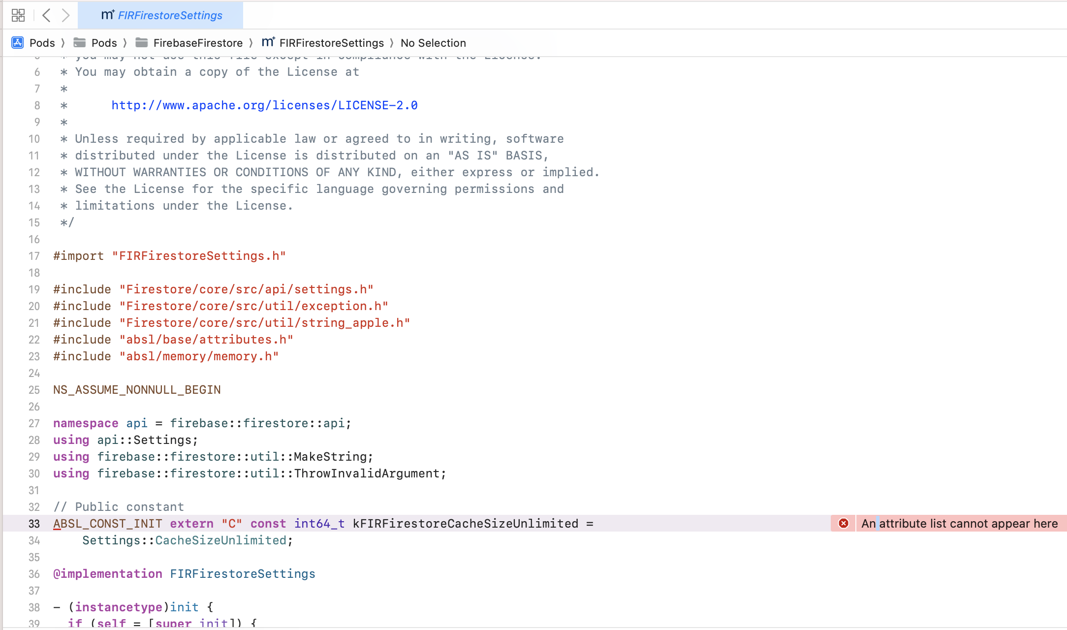 [🐛] ABSL_CONST_INIT iOS 17 · Issue #7378 · invertase/react-native-firebase · GitHub
