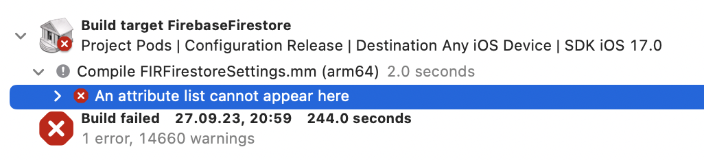 [🐛] ABSL_CONST_INIT iOS 17 · Issue #7378 · invertase/react-native-firebase · GitHub