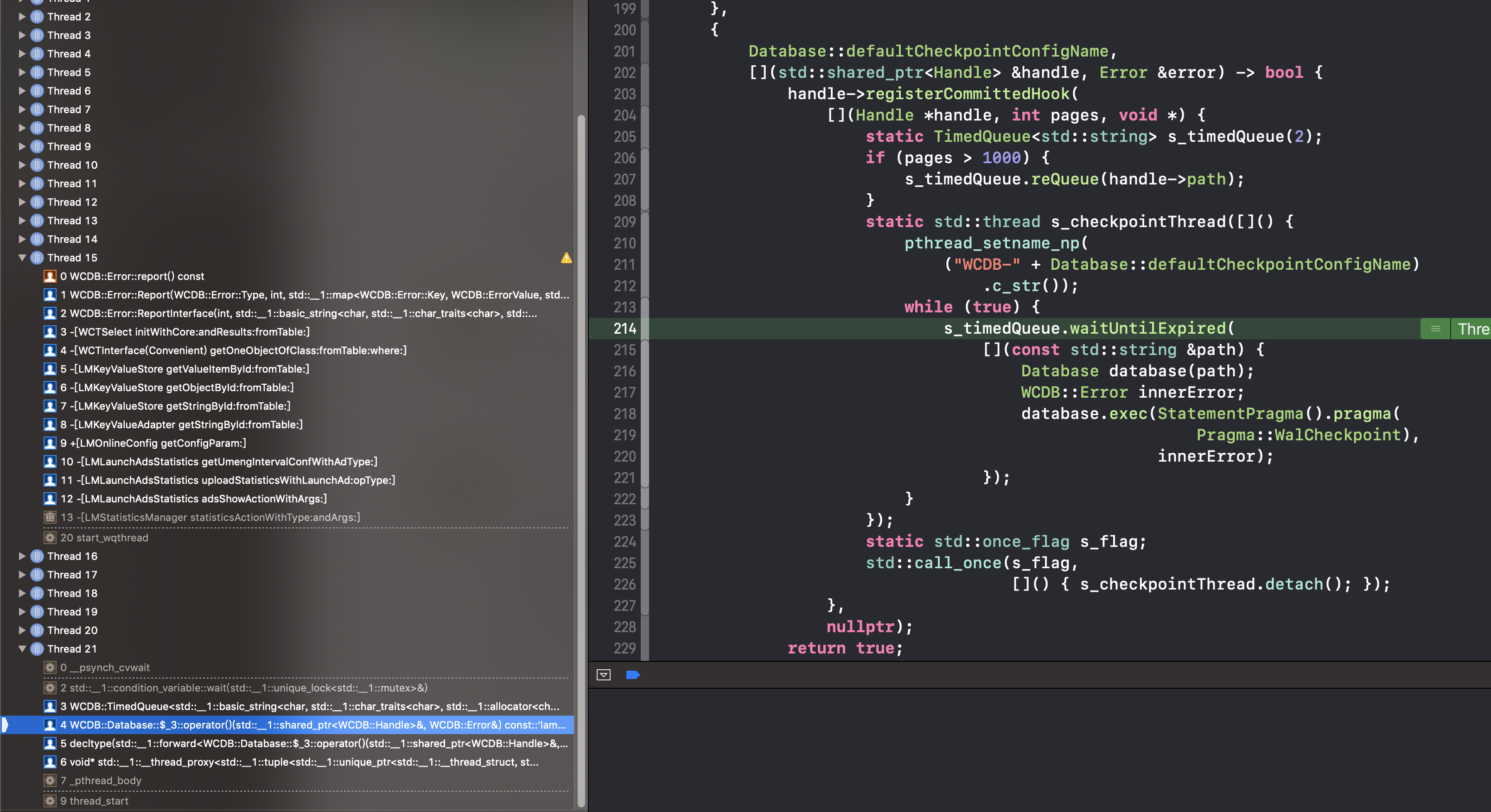 多线程（主线程和子线程）使用WCDB，子线程操作会有一定概率崩溃。 · Issue #492 · Tencent/wcdb · GitHub