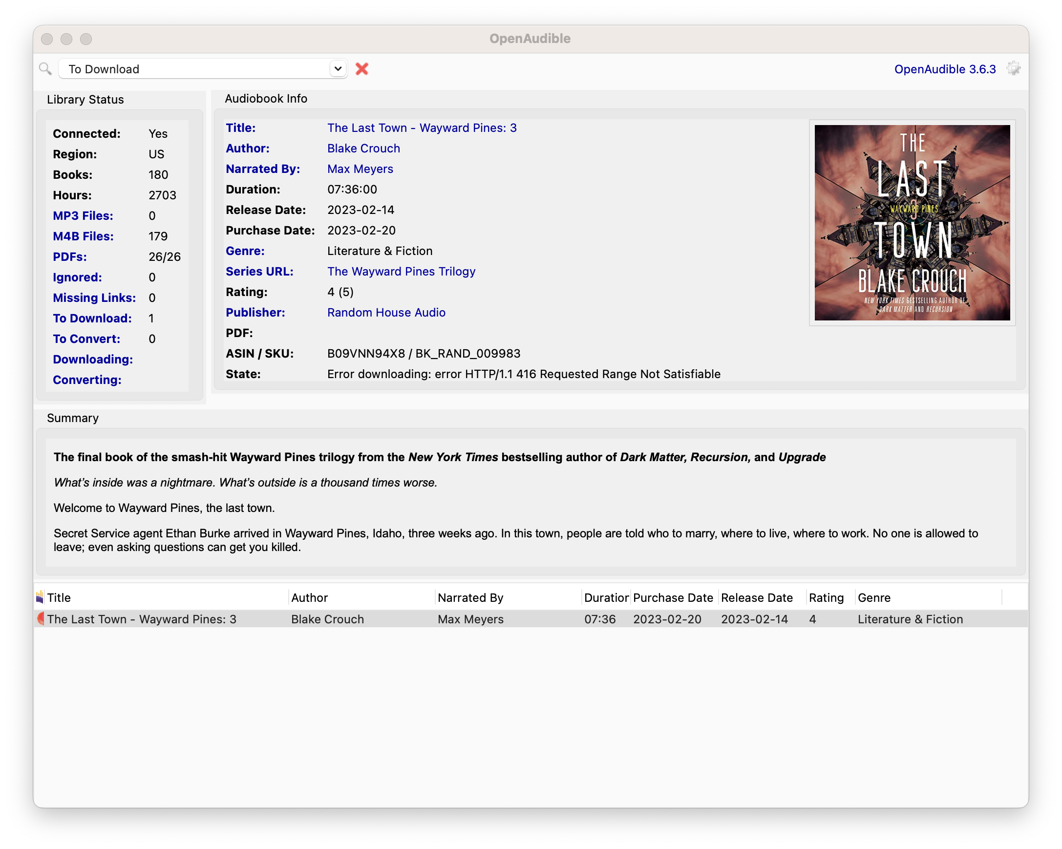 When downloading a title: "Error downloading: error HTTP/1.1 416 Requested Range Not Satisfiable ...