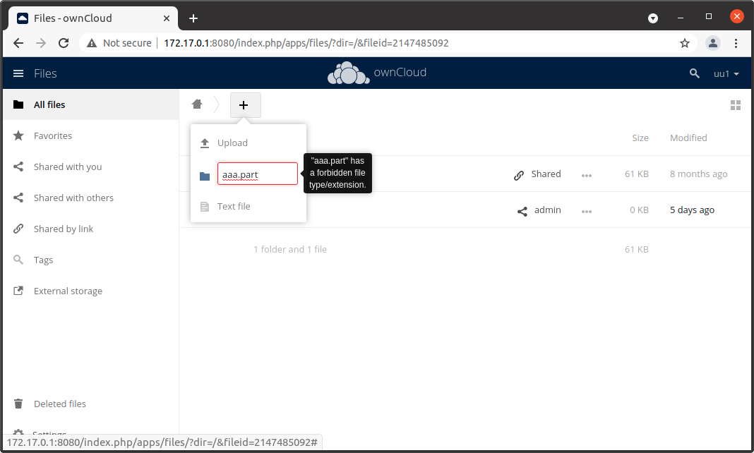 [QA] Cannot create folder with .part in the folder name · Issue #5518 · owncloud/web · GitHub