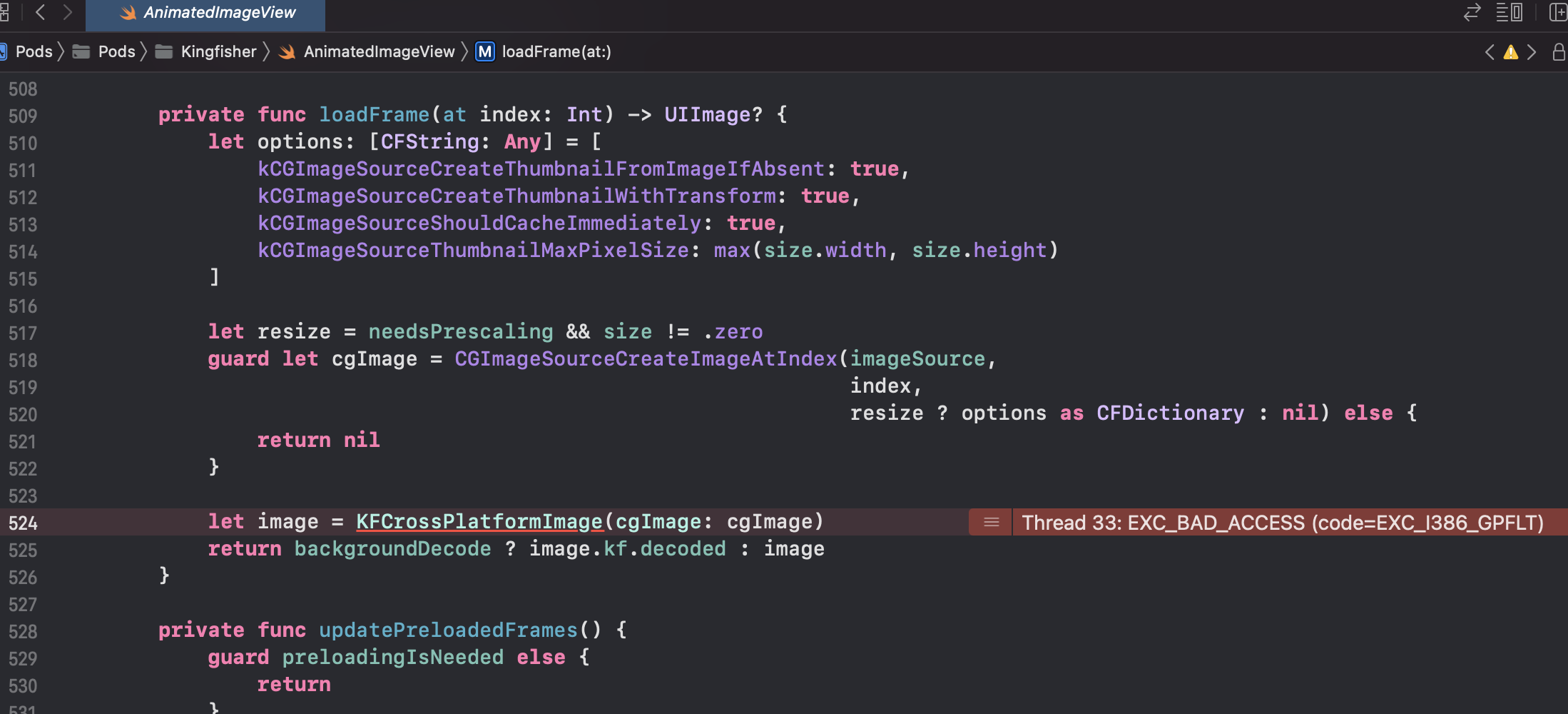 AnimatedImageView crash · Issue #1844 · onevcat/Kingfisher · GitHub