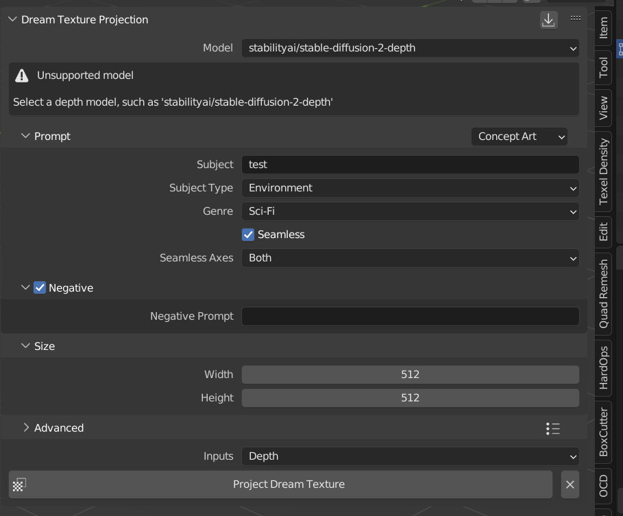 Unsupported Model, Select A Depth Model · carson-katri dream-textures · Discussion #491 · GitHub