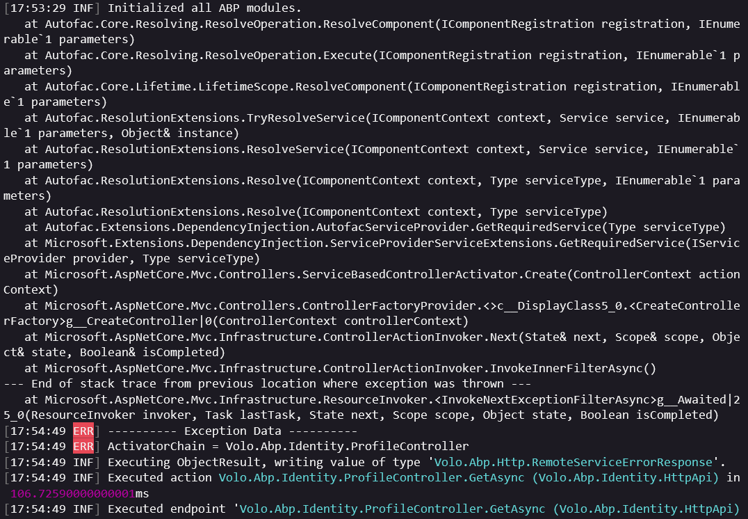 Get My Profile Error · Issue 2322 · Abpframeworkabp · Github